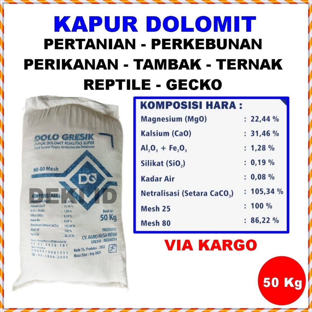 Jual Kapur Dolomit 50 Kg Via Kargo Pupuk Dolomite Kalsium Super ...