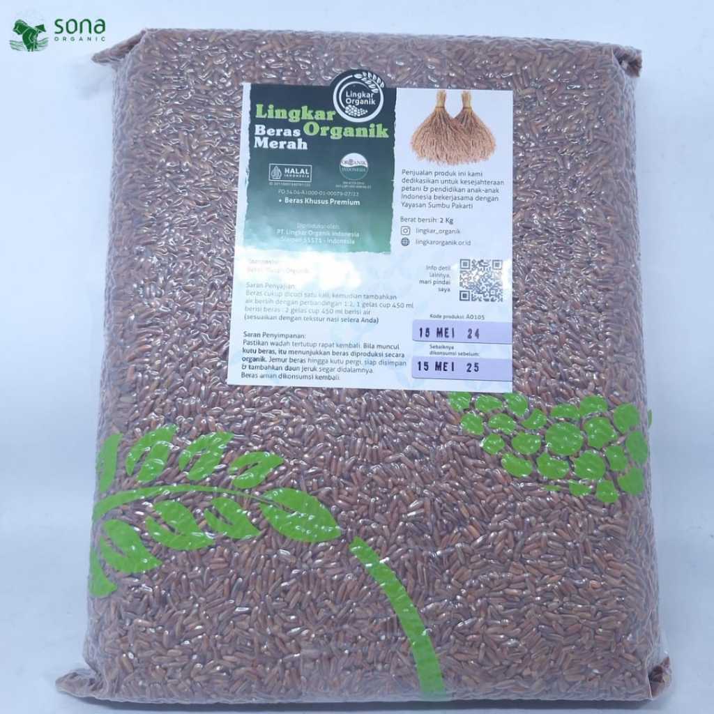 Jual Beras Merah Organik 2kg - Lingkar Organik | Shopee Indonesia
