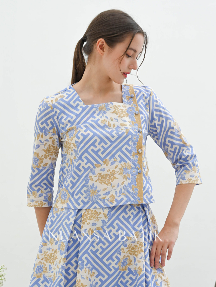 Jual Nuansa Batik Blouse Batik Model Crop Lengan 7/8 Bahan Katun ...