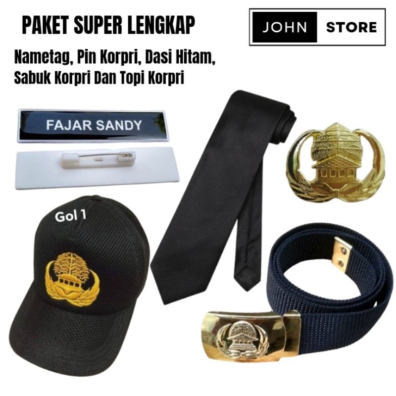 Jual Paket Name tag ASN Terlengkap Golongan 1 (Nametag, Dasi Hitam, Pin ...