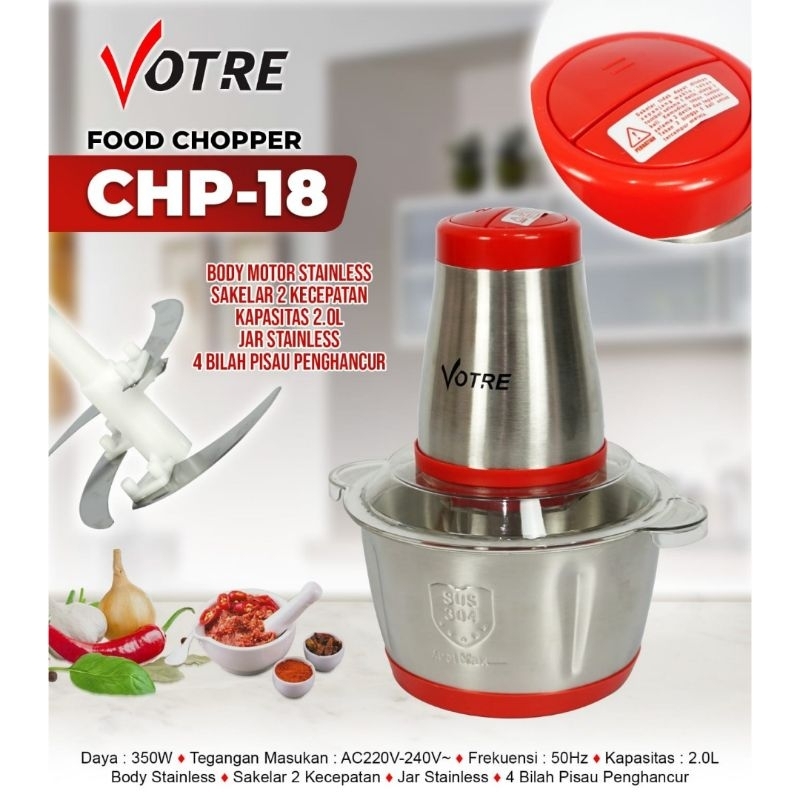 Jual VOTRE FOOD CHOPPER KAPASITAS 2 LITER CHP-18 | Shopee Indonesia