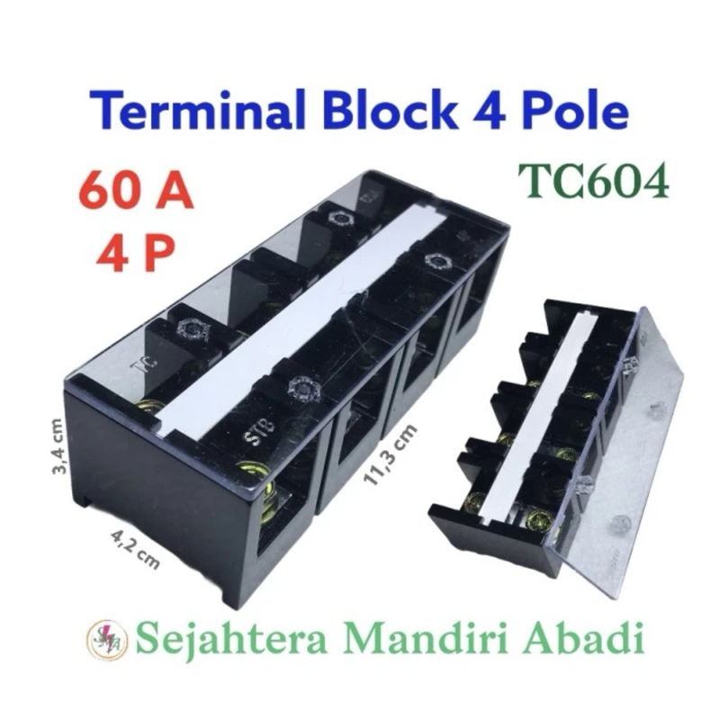 Jual Terminal Blok 60A 4 Pole Cover TC604 Sambungan Kabel | Shopee Indonesia