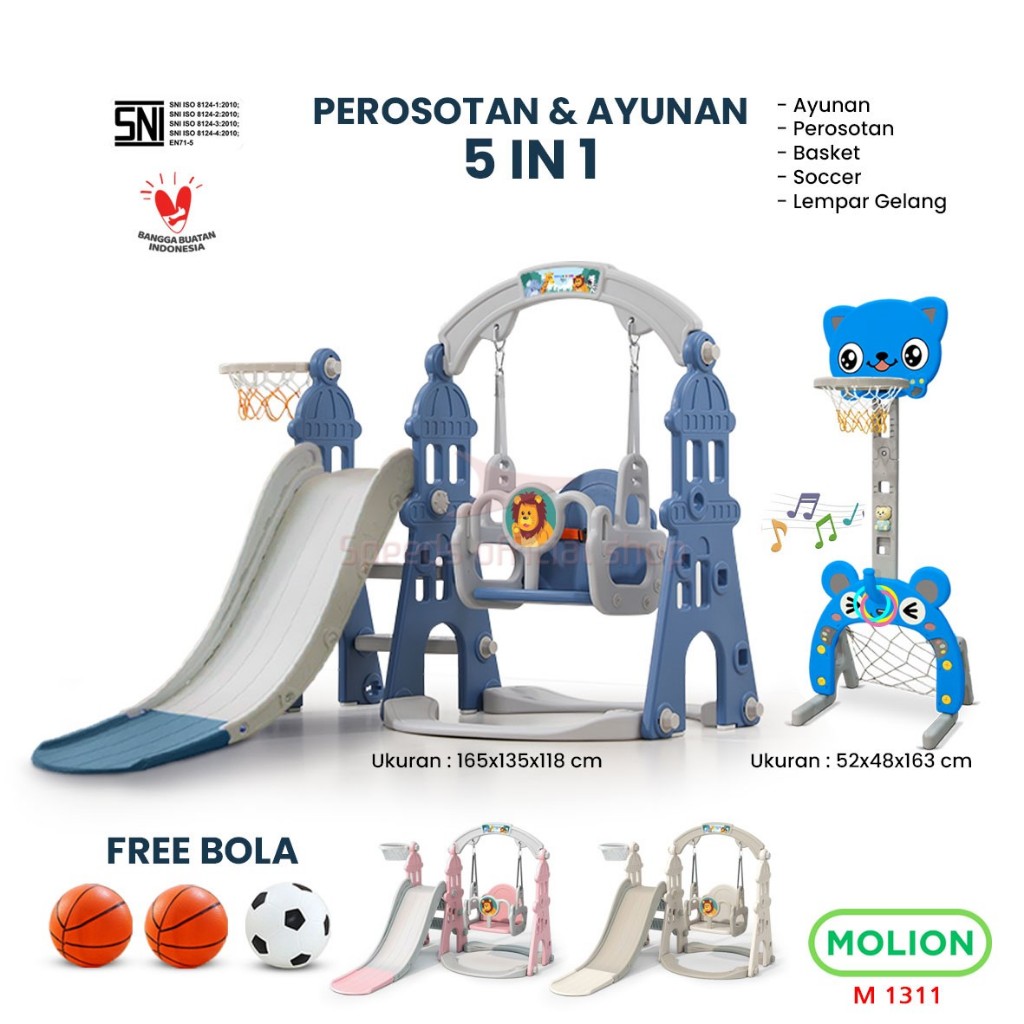 Jual SNI Prosotan Mainan 5in1 HDPE Ayunan Anak Seluncuran Perosotan ...