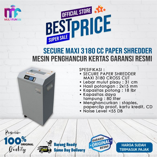 Jual Secure Maxi 3180 CC Paper Shredder / Mesin Penghancur Kertas ...