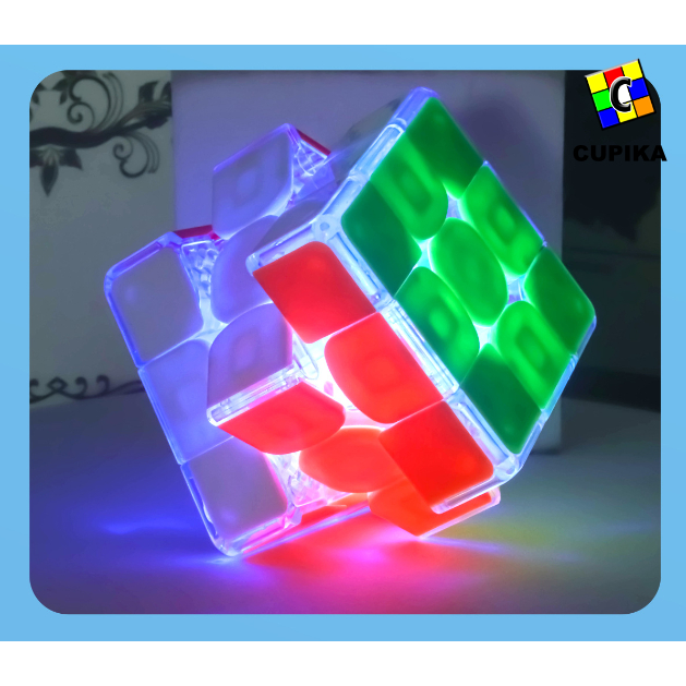 Jual Cube Puzzle 3x3 Shengshou Lustrous LED lampu menyala Stikerless ...