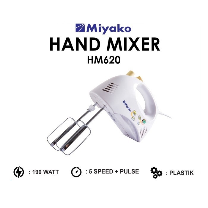 Jual Miyako HM620 Hand Mixer 190 Watt Mixer Tangan HM-620 | Shopee ...