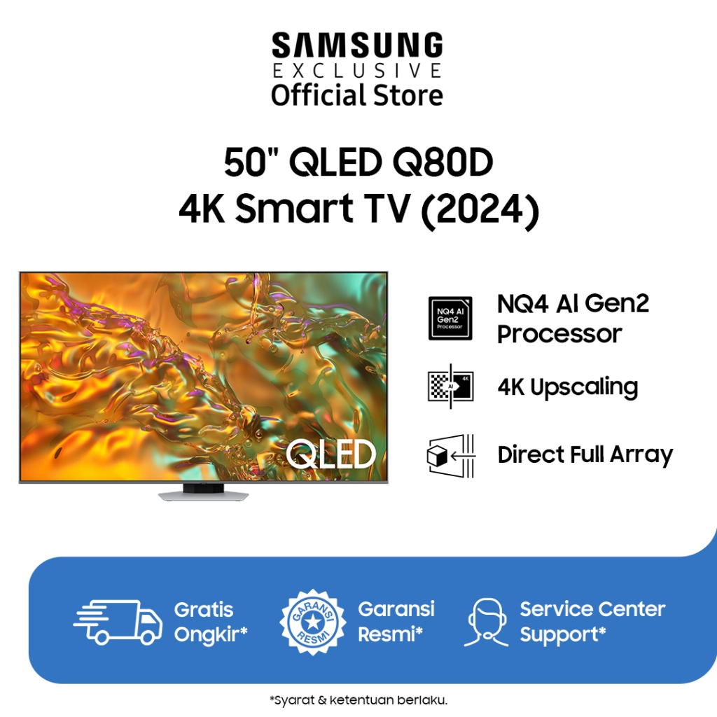Jual Samsung 50" QLED 4K Q80D Smart TV | NQ4 AI Gen2 Processor | 4K AI ...
