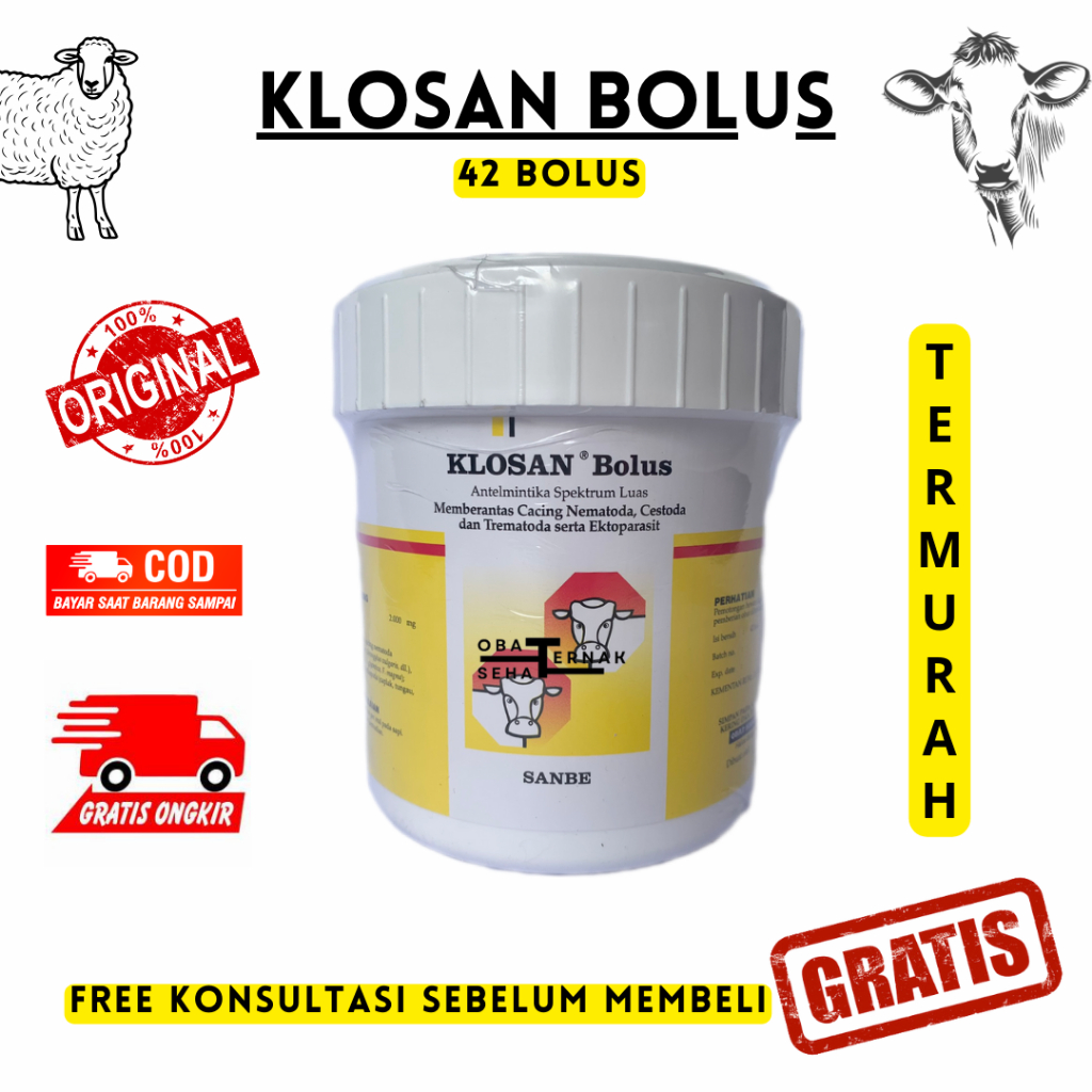 Jual KLOSAN BOLUS POT (ISI 42 Bolus) - SANBE Obat Cacing Spektrum Luas ...