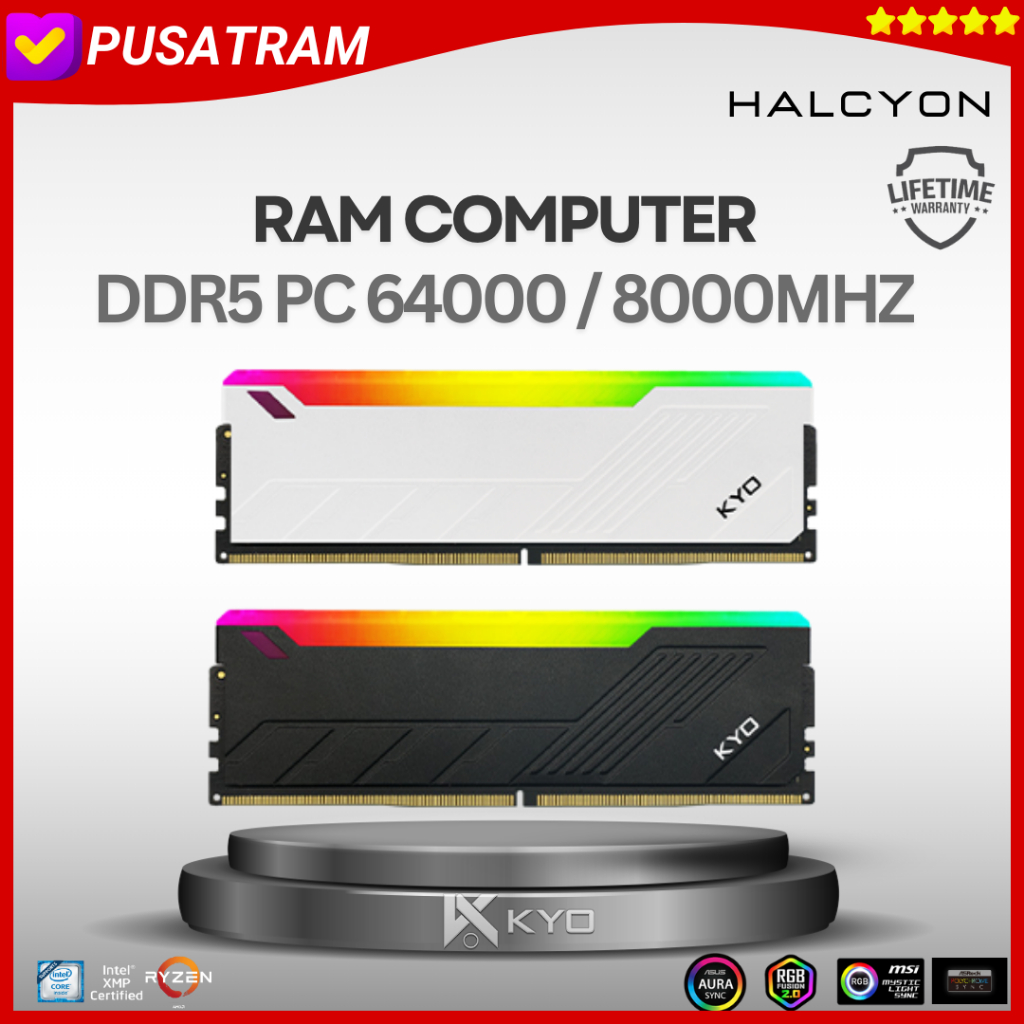 Jual RAM KOMPUTER KYO HALCYON RGB DDR5 PC 64000 8000Mhz 32GB 2x16GB Ram ...