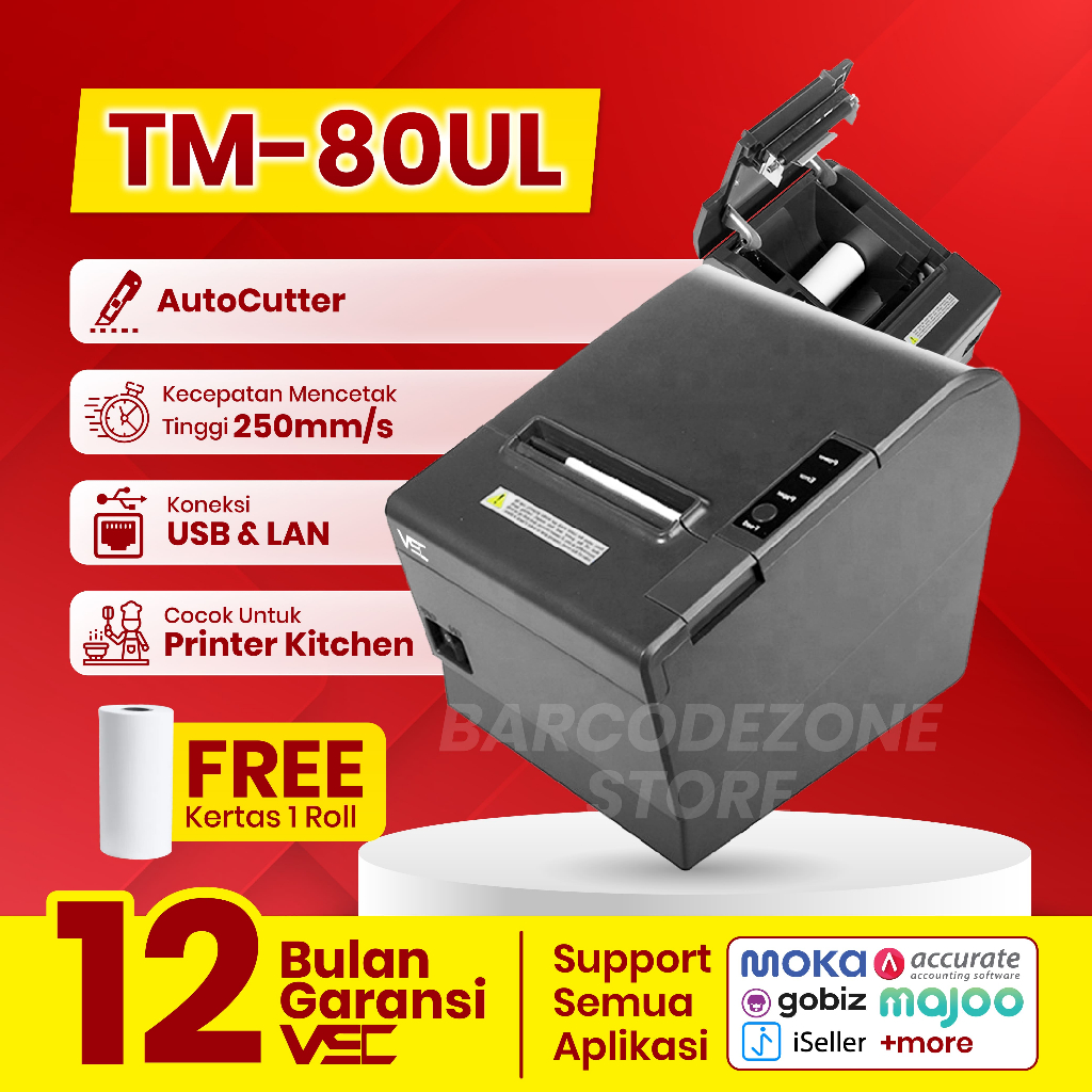 Jual PRINTER THERMAL VSC POS TM-80UL 80MM AUTOCUTTER INTERFACE USB ...