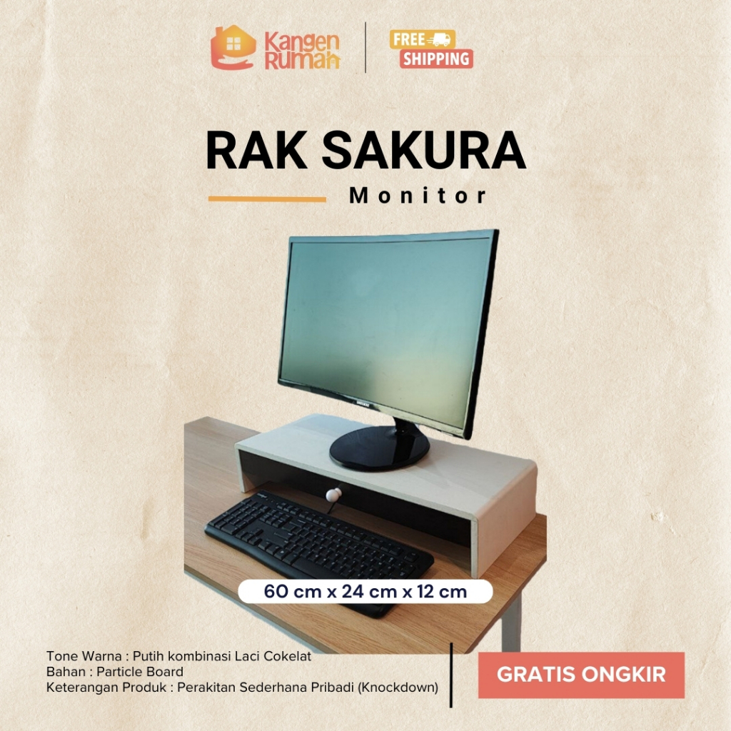 Jual Stand Monitor Rak Monitor laci Sakura Kangen Rumah | Shopee Indonesia