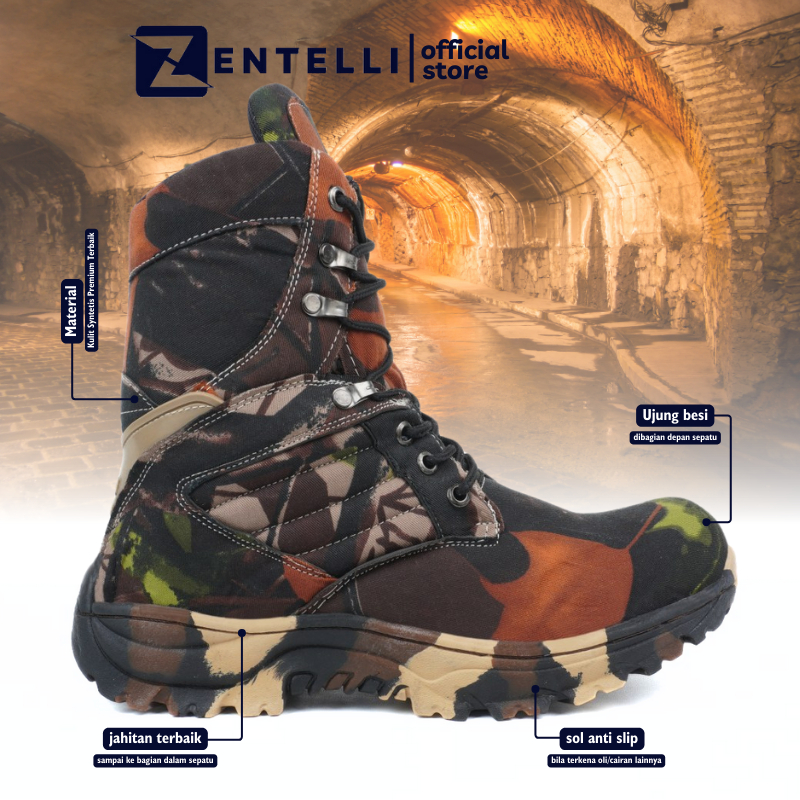 Jual Sepatu Safety Pria Delta Camo Model Boots Ujung Besi Warna Army ...