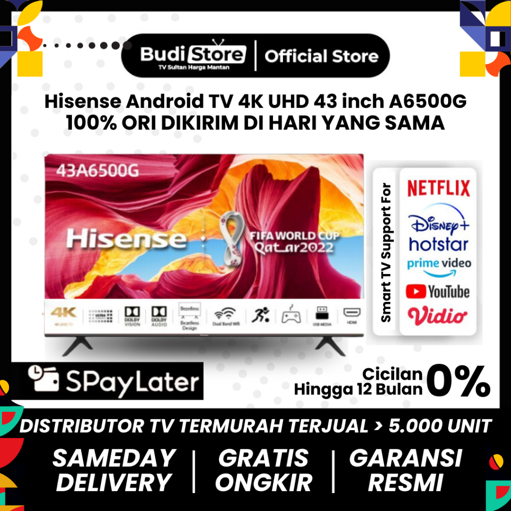 Jual HISENSE Android TV 43 inch 43A6500G 4K UHD Android Smart TV ...