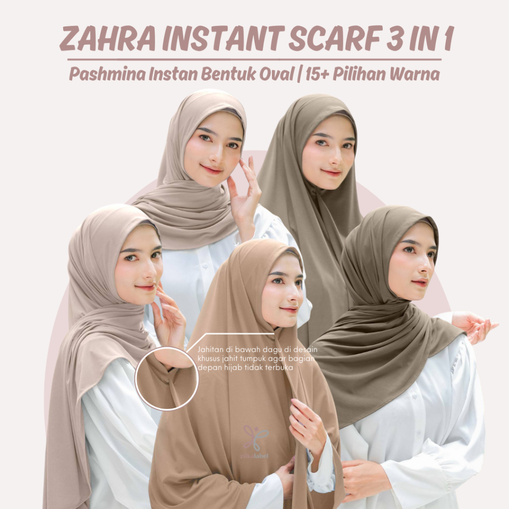 Jual ZAHRA INSTANT SCARF 3in1 / Hijab Instan Bahan Jersey Premium ...