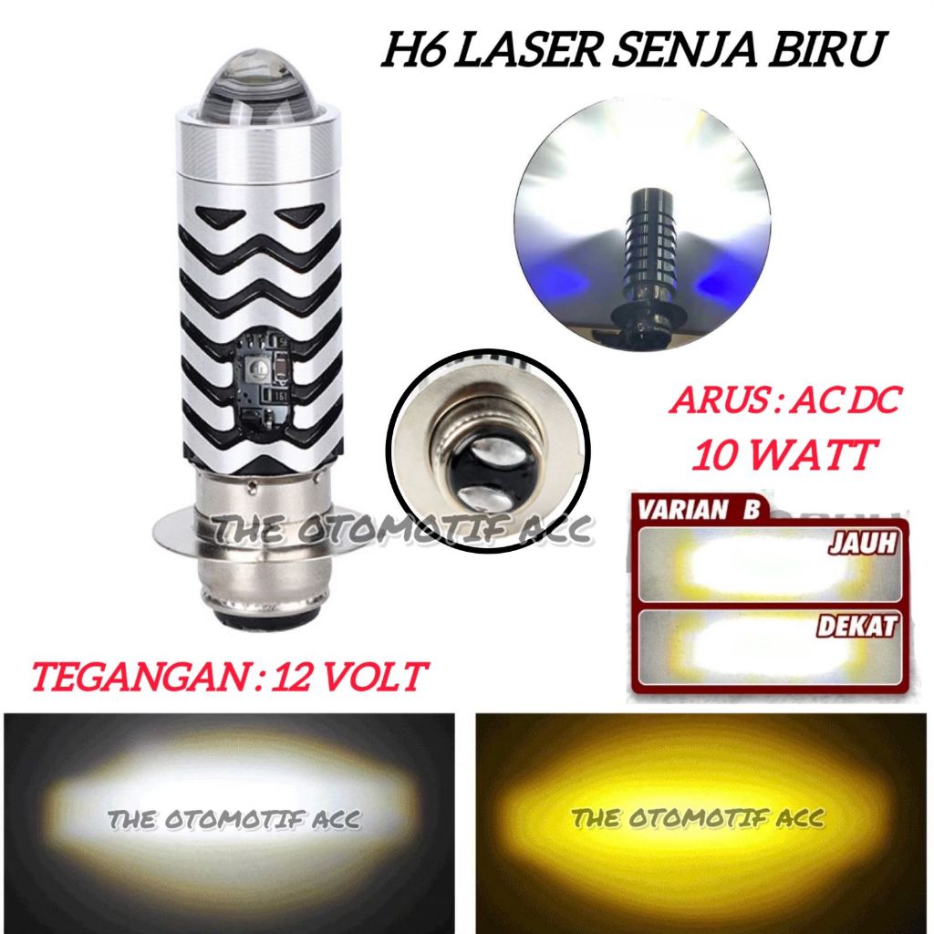 Jual Lampu Utama H6 Laser Senja Biru Putih Putih 12 volt AC DC Lampu Depan H6 Laser Buat matic ...