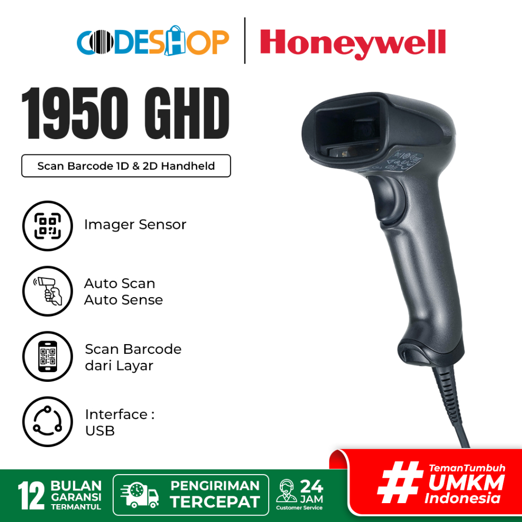Jual Honeywell 1950 GHD 1D 2D Handheld Barcode Scanner USB Imager ...