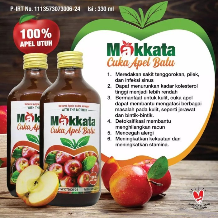 Jual Makkata Cuka Apel With Mother Organik Untuk Diet 330ml | Cuka Apel ...