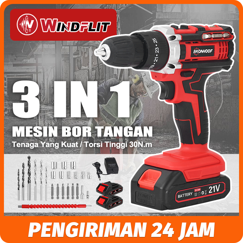 Jual IRONHOOF Bor Listrik 288V Mesin Bor 10mm Bor Tanpa kabel 88V Set ...