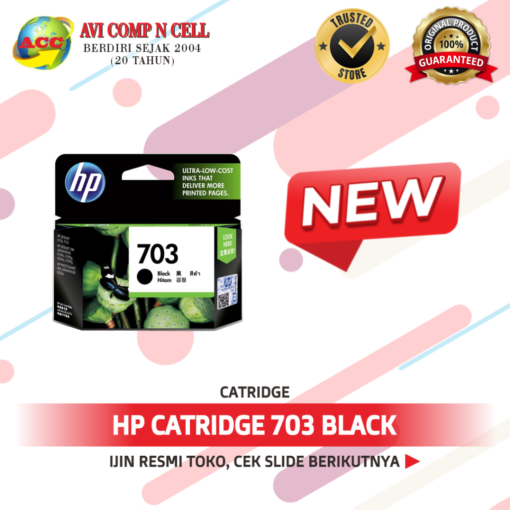Jual Tinta Cartridge Printer HP 703 Black (Hitam) Original | Shopee Indonesia