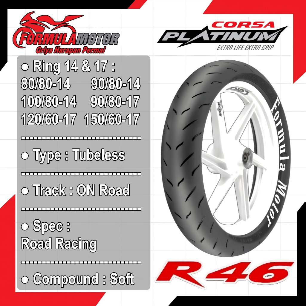 Jual Corsa R46 Ring 14 & 17 Tubeless All Size (Racing Profil Donat Soft ...