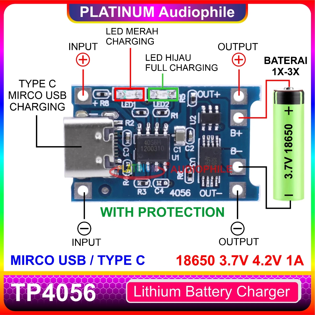 Jual TP4056 Lithium Li-ion 18650 Baterai Charger Protection Modul BMS ...