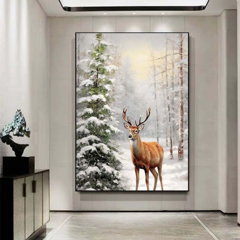 Jual lukisan abstrak rusa hiasan dinding ruang tamu eshtetic | Shopee ...