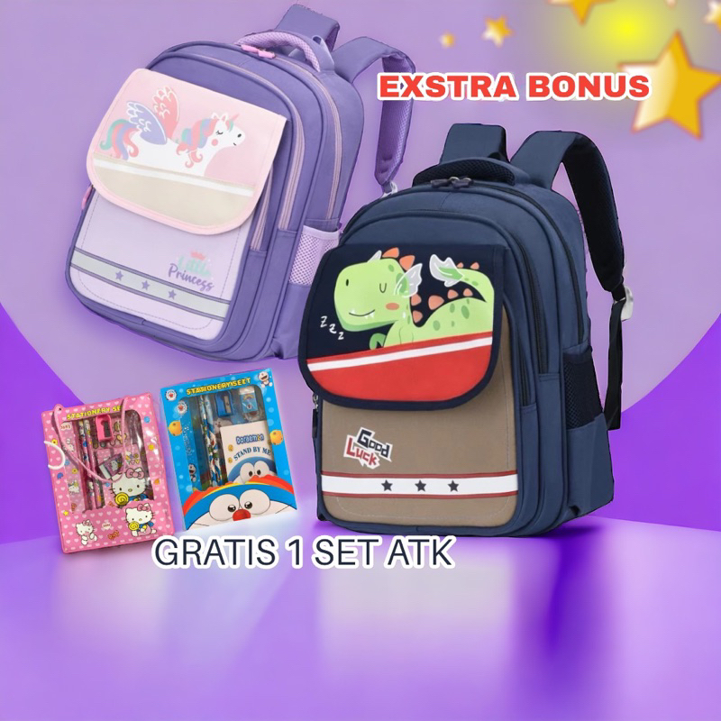 Jual (free ATK) Tas ransel anak sekolah laki-laki dan perempuan gambar ...