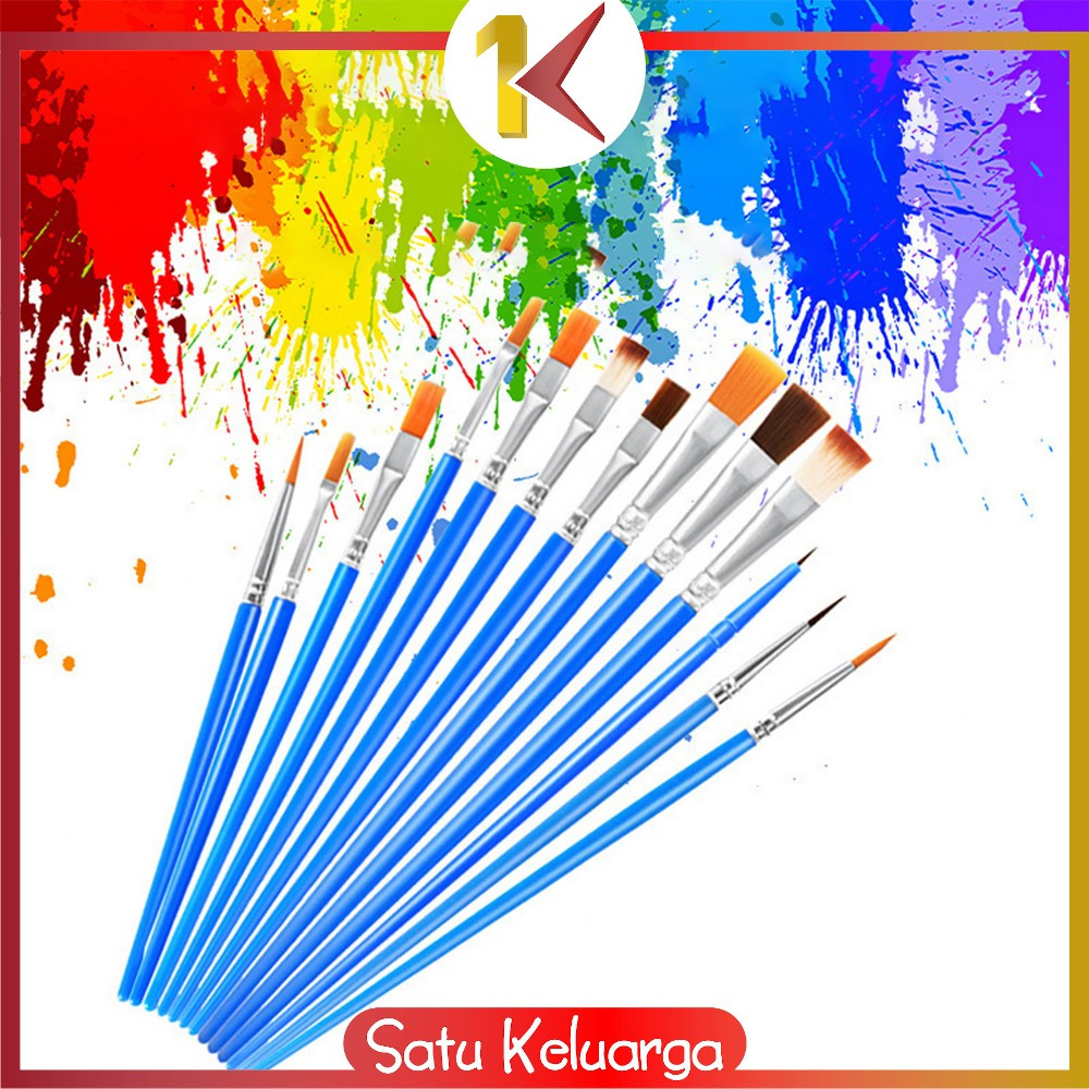 Jual SK-A98 Kuas Lukis Cat Air Paint Brush Nilon Ujung Pointed dan Flat ...