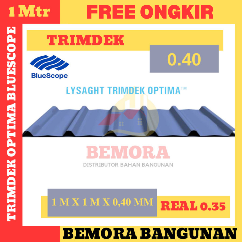 Jual Spandek Trimdek Optima 0.40 mm lysaght Bluescope (Harga Grosir & Free Ongkir) | Shopee ...