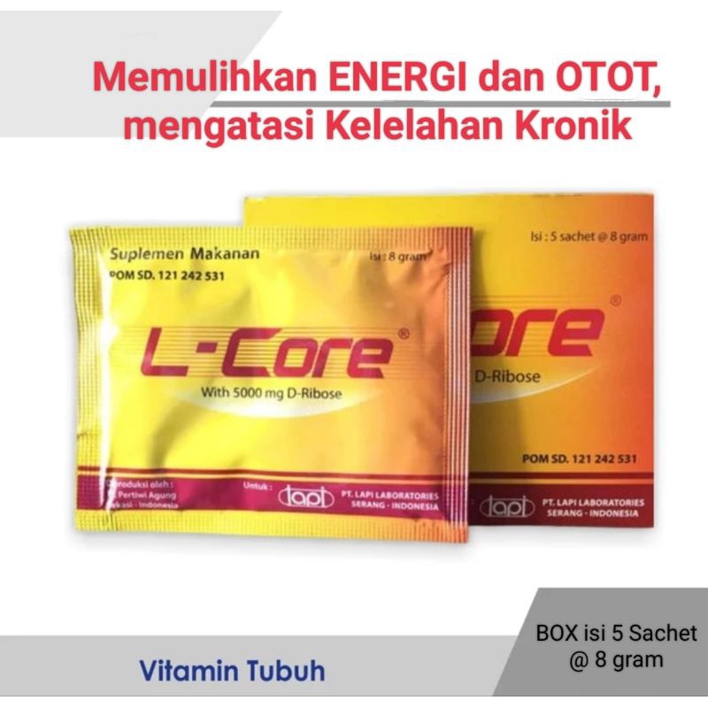 Jual L-Core Per (BOX Isi 5 Sachet) Memulihkan OTOT dan Energi ...