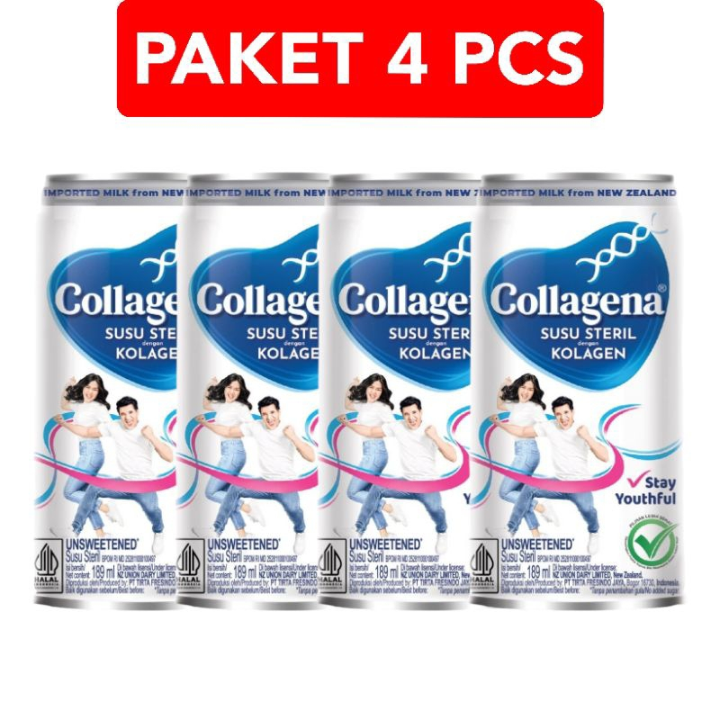 Jual Collagena Susu Steril dengan Kolagen 189 ml x 4 | Shopee Indonesia