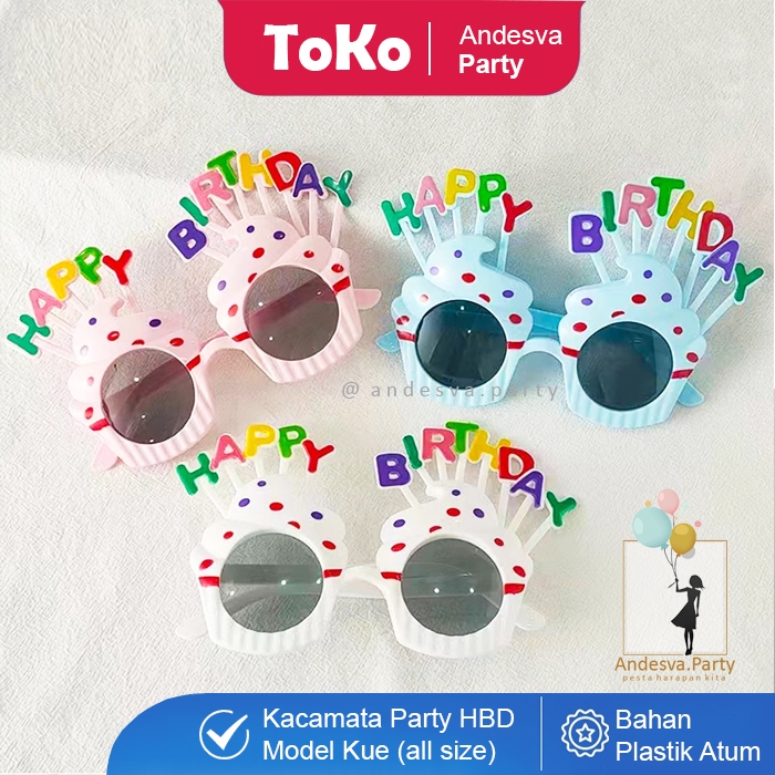 Jual Kaca Mata HBD / Kaca Mata HBD Cupcake / Kacamata Ulang Tahun HBD ...