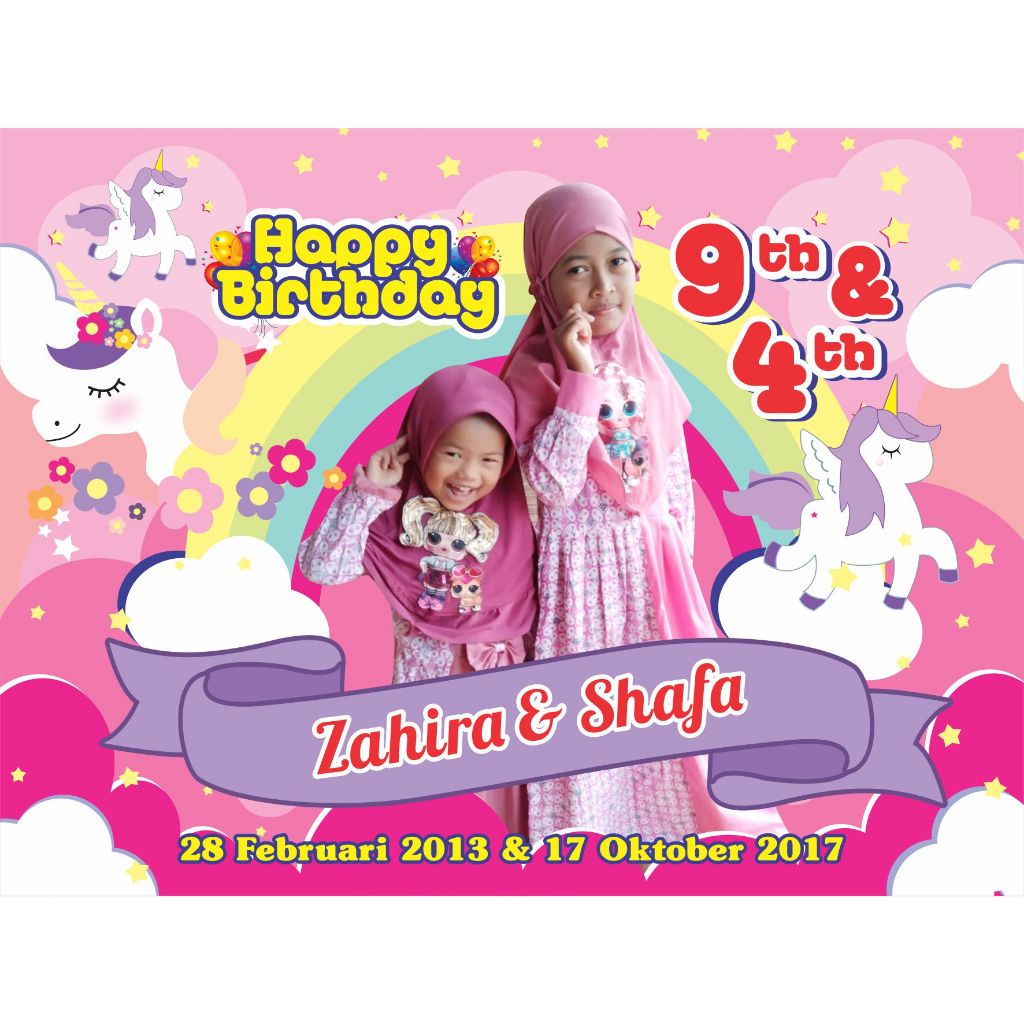 Jual BANNER ULANG TAHUN / BACKDROP ULTAH / SPANDUK ULANG TAHUN UNICORN ...