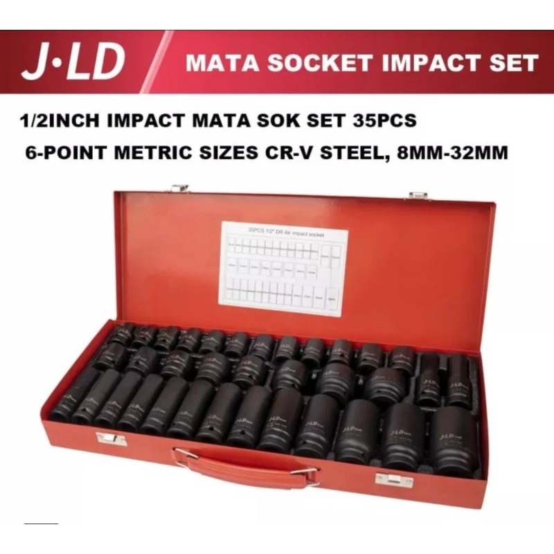 Jual Kunci Shock Sok Impact JLD 35 Pcs 8-32 mm 1/2 Inch Baja Hitam ...