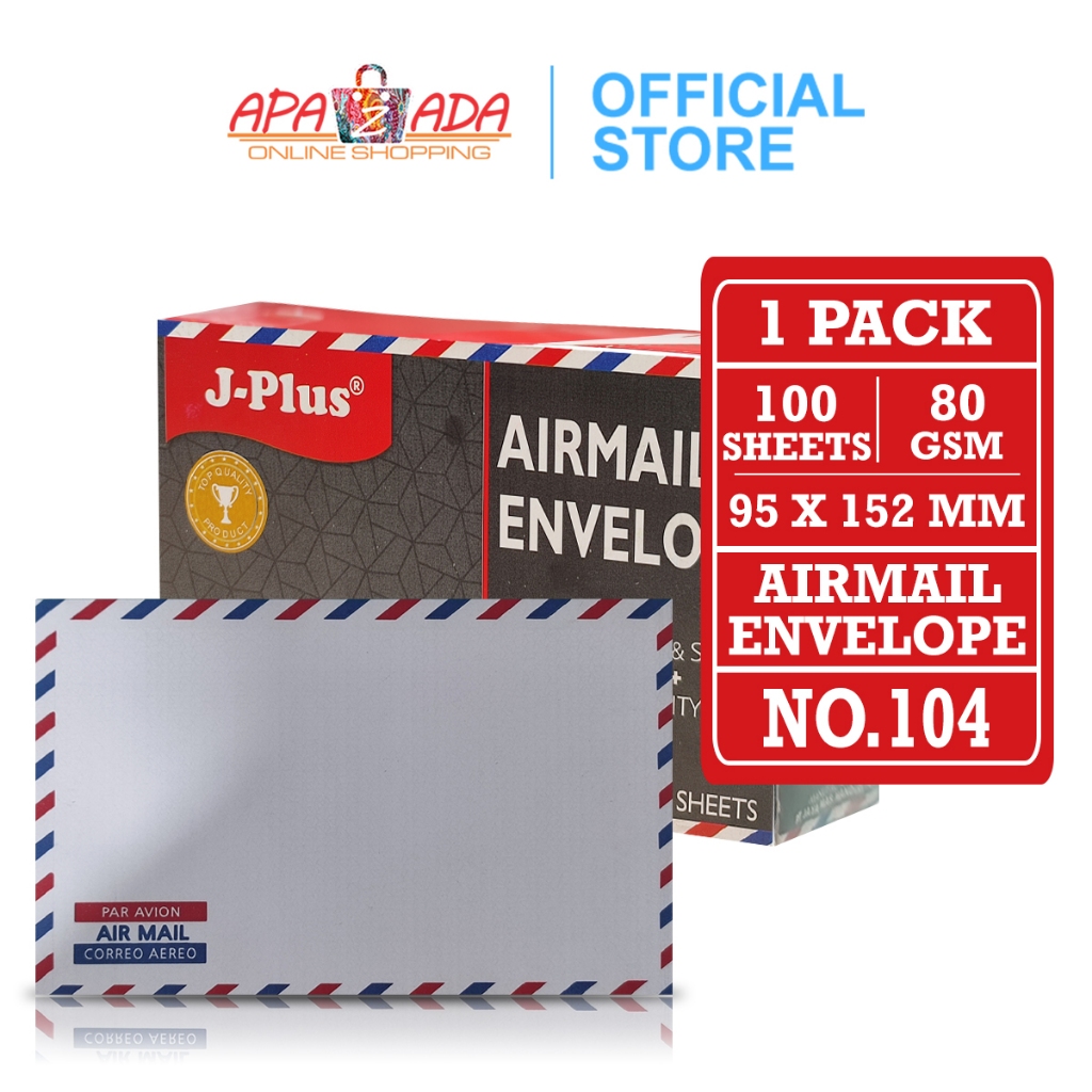 Jual Apazada - Amplop Putih Garis 104 PPS [1 Pack - 100 Lembar] / Airmail Envelope J-PLUS ...