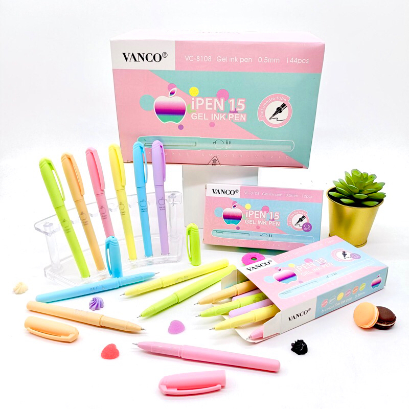 Jual (12 PCS) PULPEN GEL IPEN VC-8108 VANCO MACARON (0.5mm) / GEL PEN ...
