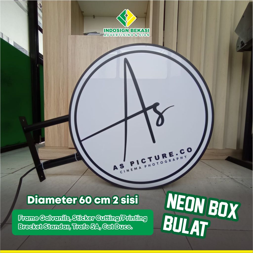 Jual Neon box bulat Diameter 60cm - 2 sisi | Shopee Indonesia