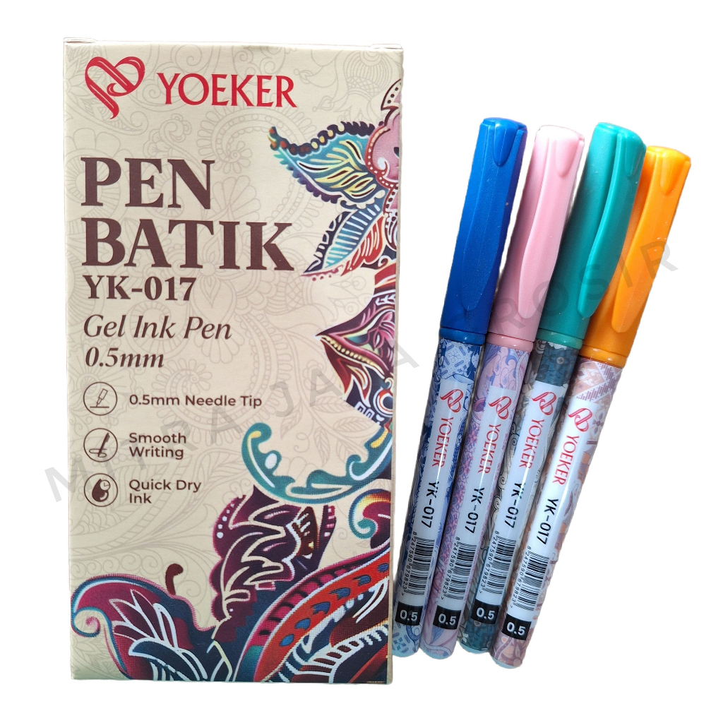 Jual 1 Pak Isi 12 Pcs Pena Gel Yoeker / Pena Gel Yoeker Batik YK - 017 ...