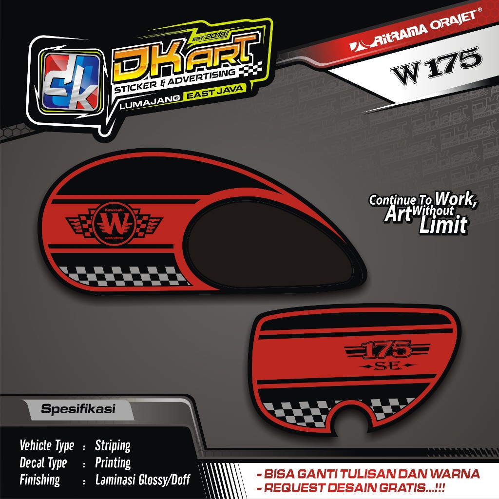 Jual Striping Variasi Sticker Custom Kawasaki W175 Motif Minimalis ...