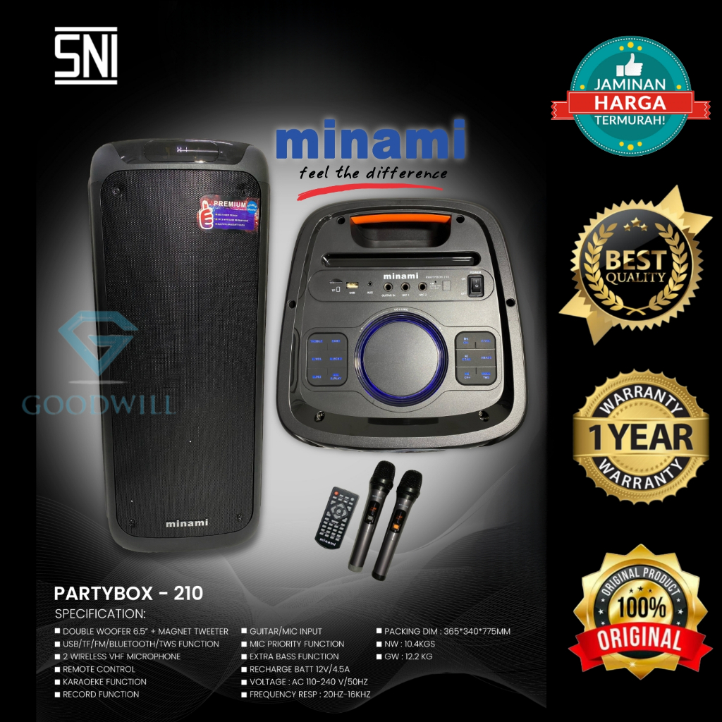 Jual Minami PB 210 Speaker Portable with Double Woofer 6.5 | Shopee ...