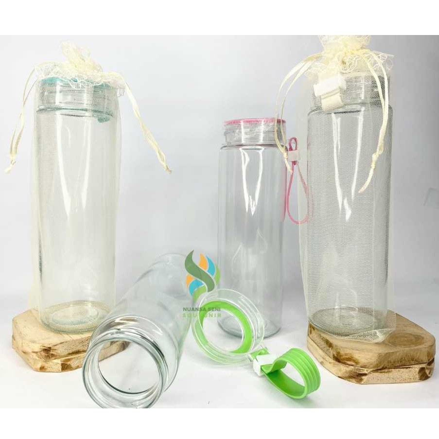 Jual Souvenir Botol Minum Botol Slim Bening Kaca Karet Termos Kaca ...