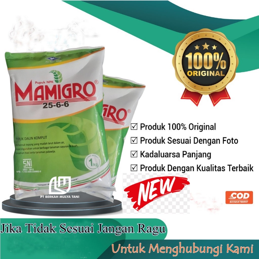 Jual Pupuk Daun Komplit NPK Mamigro 25 6 6 Kemasan 1 Kg Mamigrow Hijau ...