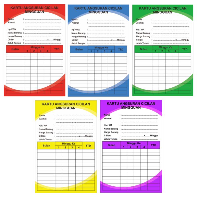 Jual Kartu Cicilan Mingguan (20 lembar) | Shopee Indonesia