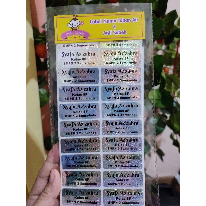 Jual Label /stickee nama waterproof dan anti sobek motif silver glitter ...