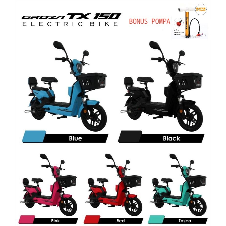 Jual (BONUS POMPA) Sepeda Listrik Exotic Groza TX 150 (48V/12AH) 500W ...