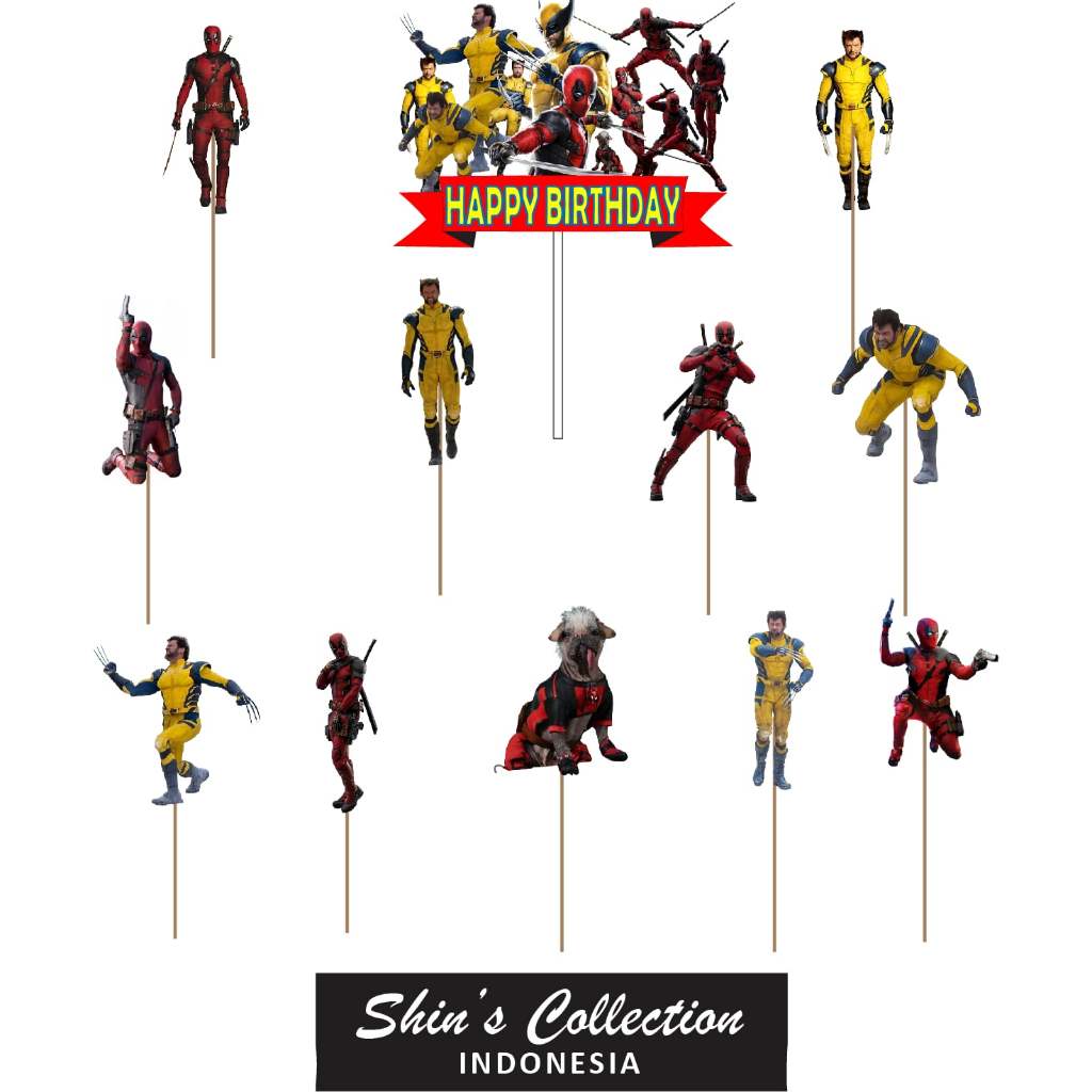 Jual Cake topper Deadpool the movie 3 isi 12 pcs | Shopee Indonesia
