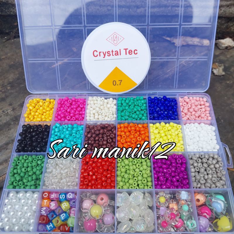 Jual Manik Paket Lengkap 24 Warna Uk ( 3mm ) Sudah Ada manik Toping ...