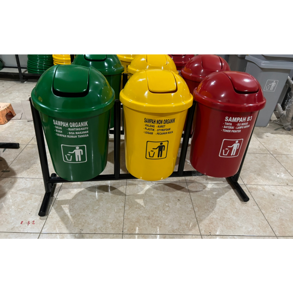 Jual tempat sampah 3 pilah kapasitas 80 litter | Shopee Indonesia