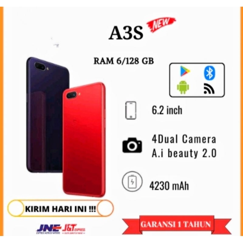Jual HP BARU A3S RAM 6/128GB Full Set GARANSI 1 TAHUN | Shopee Indonesia
