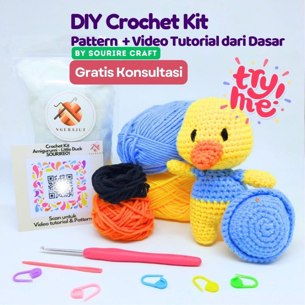 Jual Paket Belajar Rajut Pemula - DIY Crochet Kit Amigurumi - Little ...